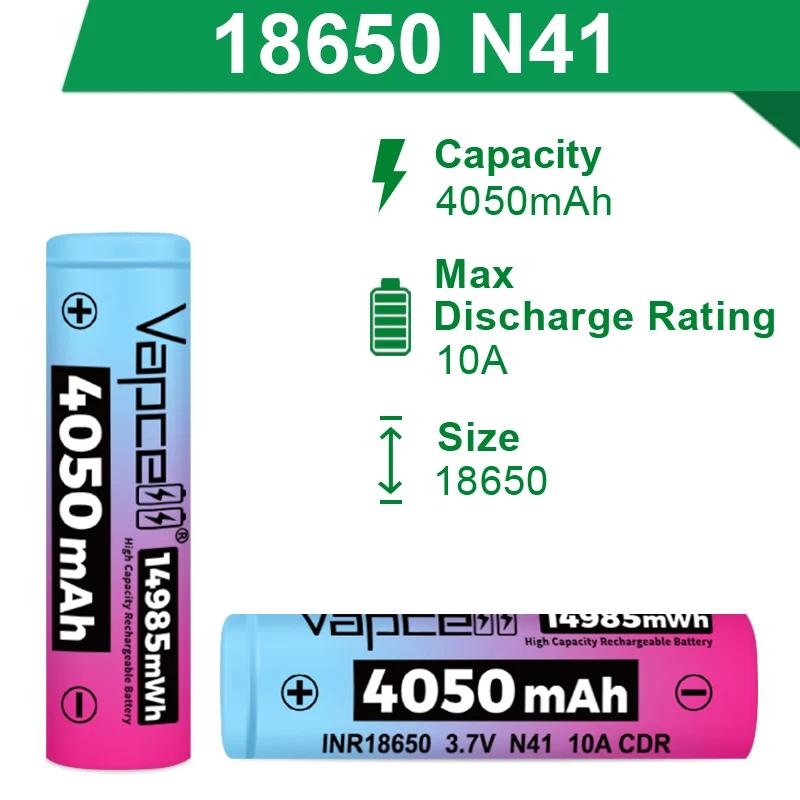 Vapcell N41 18650 4050mAh 10A Bateria Li-ion Recarregável